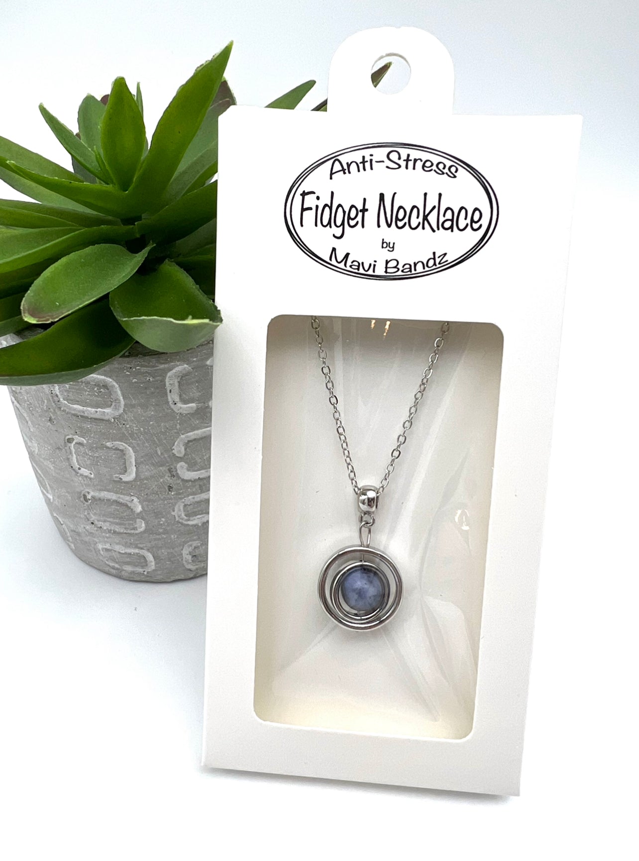 Fidget Gem Spinner Necklace | Mavi Bandz